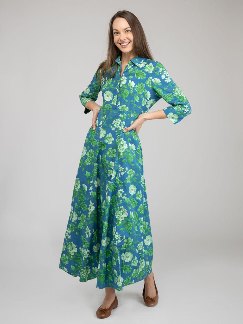 The Alexa Dress | Blue Fancy Flower – Beau & Ro